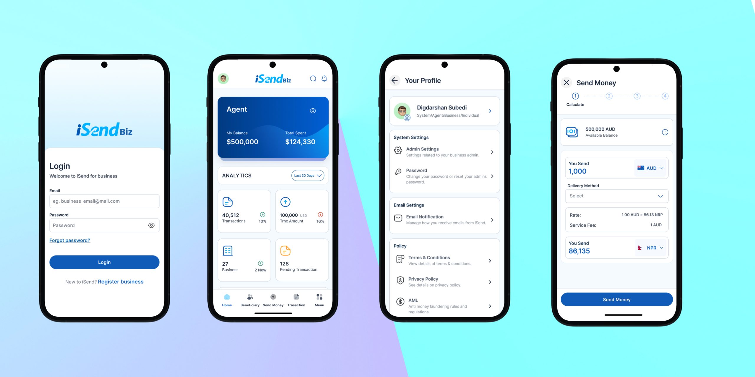 iSend Business Application – Visual Artist Portfolio